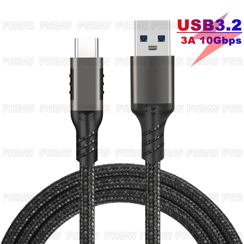 USB3.2 Gen2 10 Гбит/с Кабель типа A к USB C 3.2 Data SSD Кабель жесткого диска 60 Вт QC 3.0 Быстрая зарядка для Galaxy Google Android Carplay 1m, Straight
