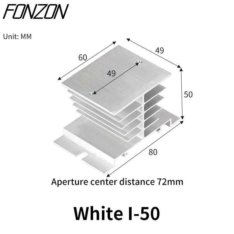 Однофазное твердотельное реле нового типа 10A-40A, 1 шт, алюминиевый ребристый радиатор SSR, подходит для телефона/25DA/40DA White I-50