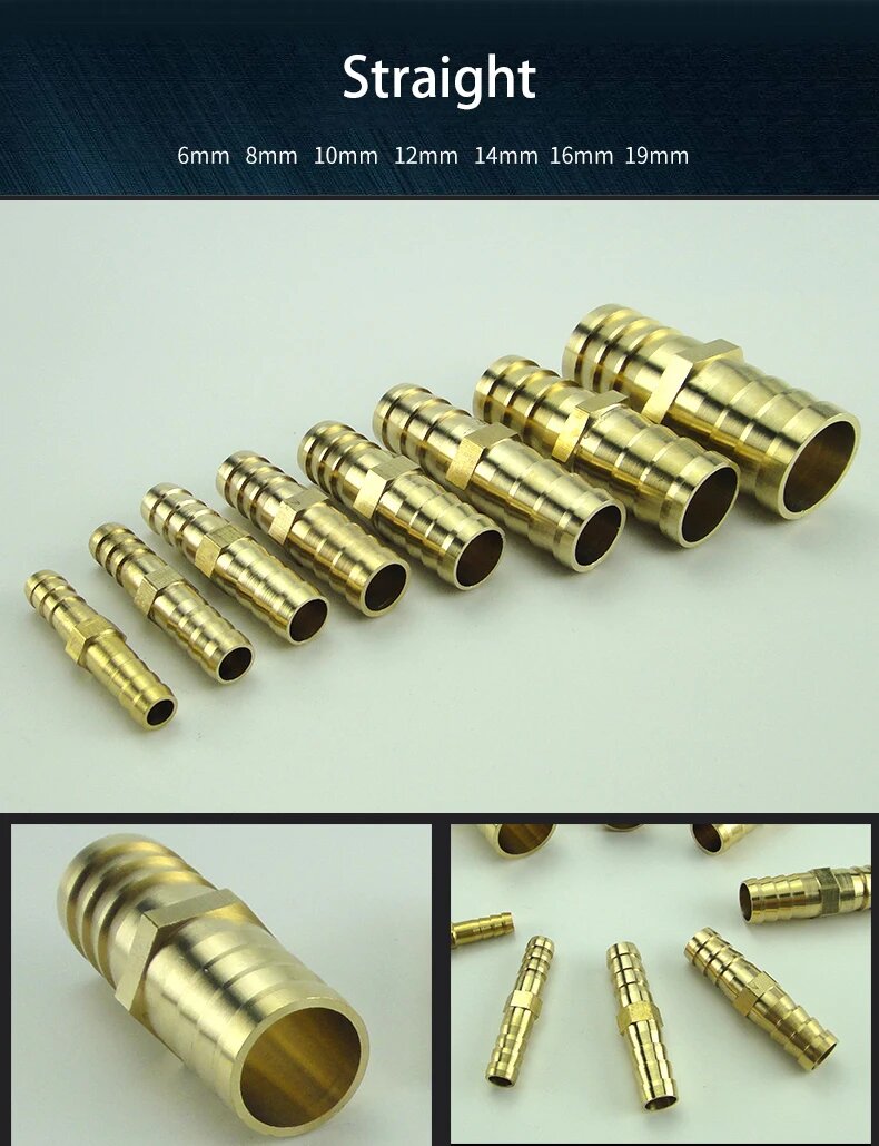 Латунный штуцер прямой для труб 10mm