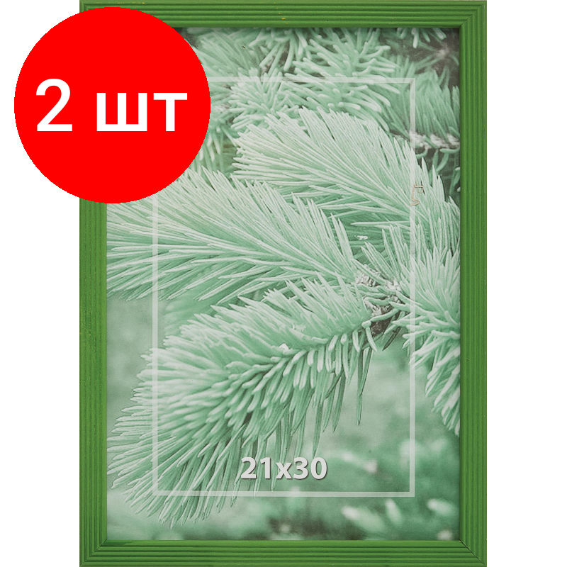 Комплект 2 штук, Рамка 21х30см деревянная, профиль №2, цвет 'салато