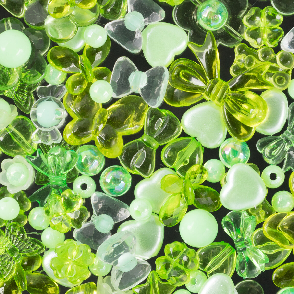 "Hobbius" Набор бусин для рукоделия "Ассорти" DFM-50 50 г №06 зелёный / прозрачный