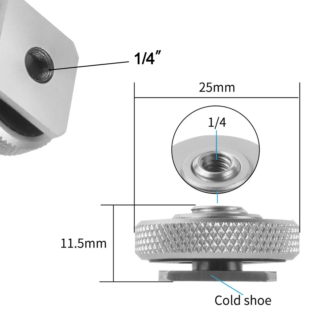 Адаптер FEICHAO 1/4" с холодным башмаком, Silver