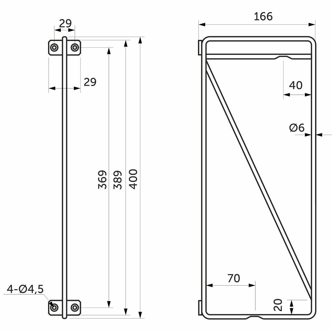 Полкодержатель металлический KOMBO 166x400 черный