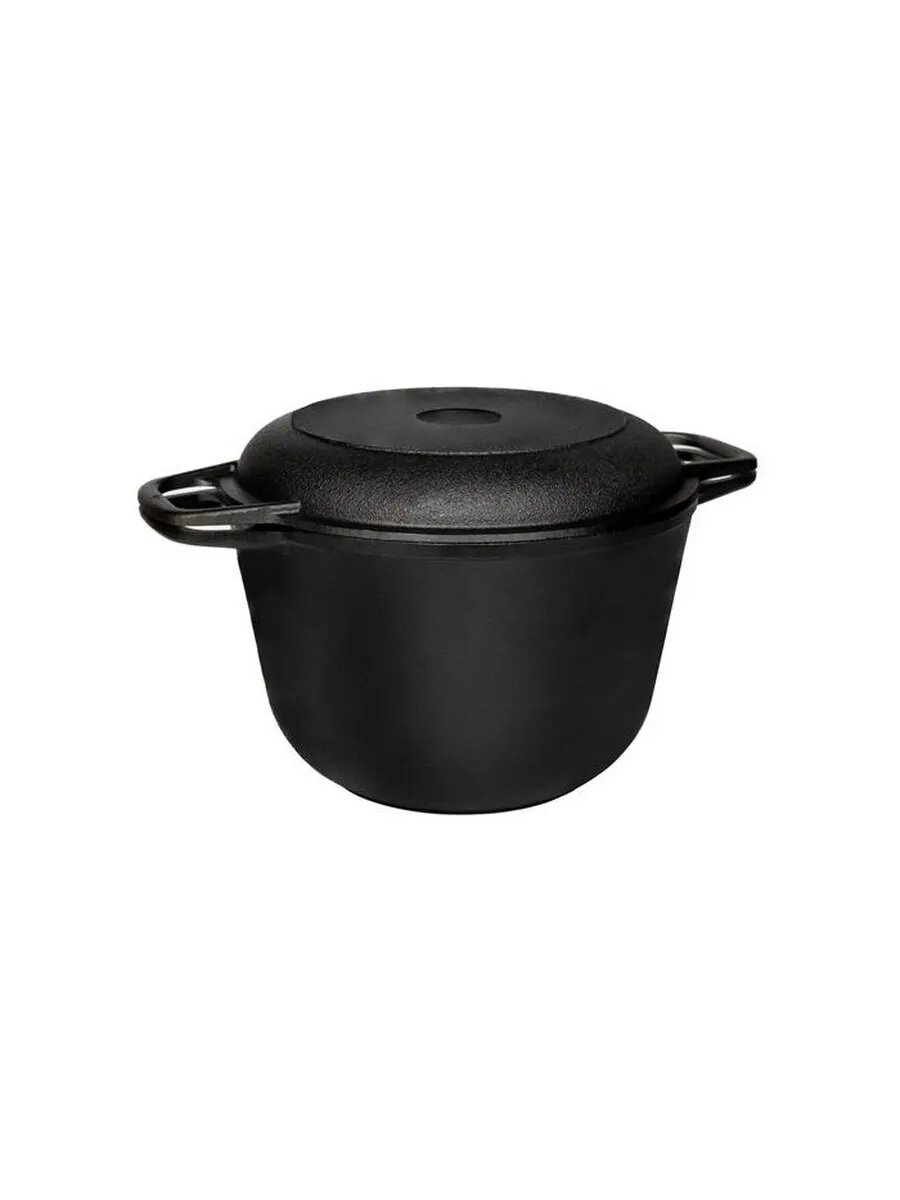 Кастрюля 6л чугун, крышка-сковорода чугун, индукция