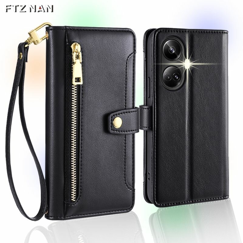 Чехол-книжка MyPads для Realme 10 Pro+ Plus (5G), трансформация в подставку, черный