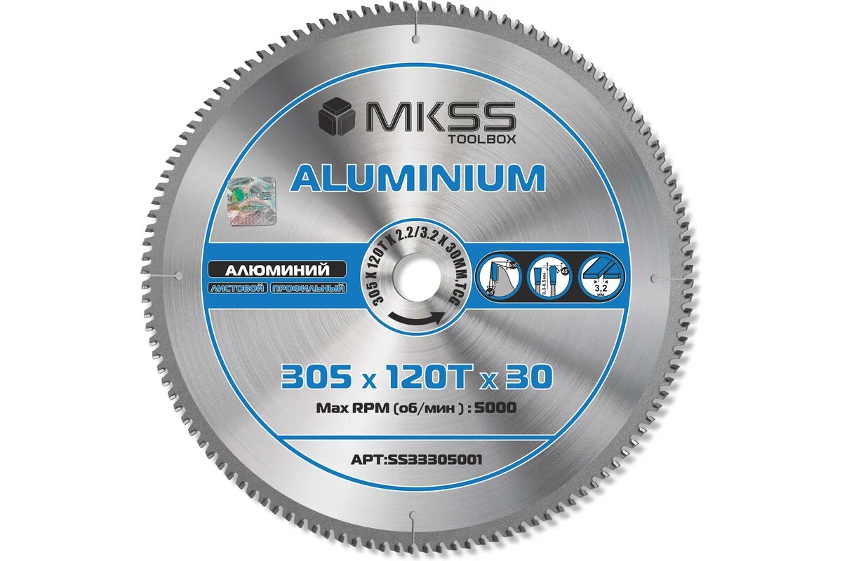 MKSS Toolbox SS3330 Диск пильный по алюминию 305x120Тх2,2/3,2x30мм Aluminium MKSS SS33305001