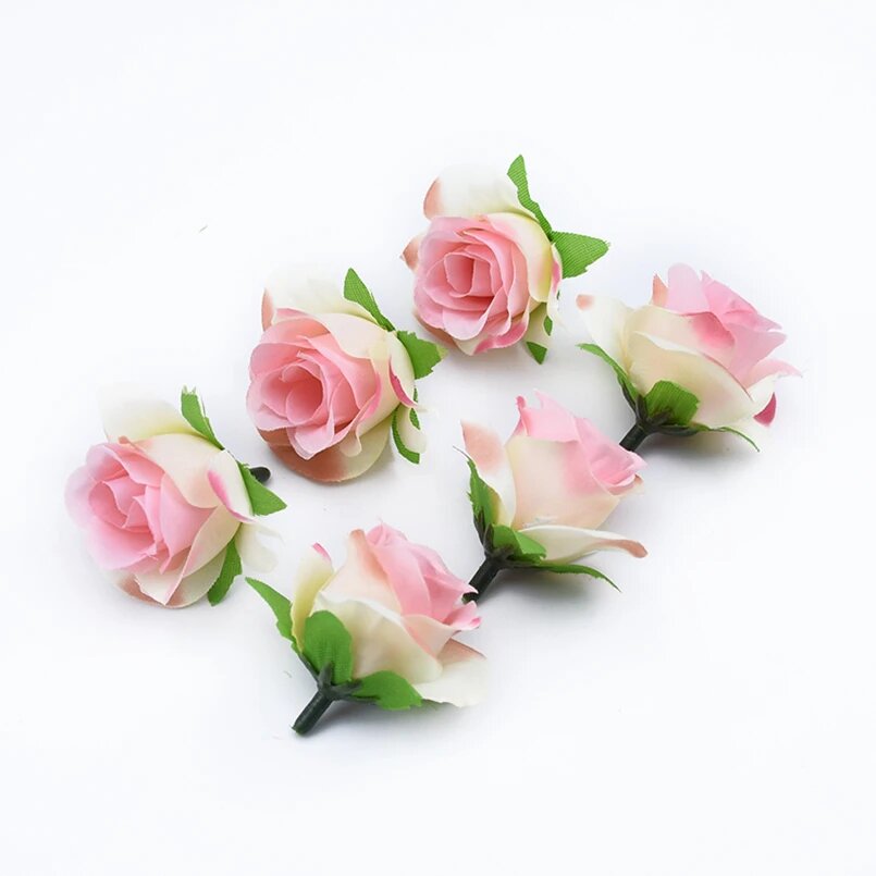 Розовые искусственные розы из шелка, Light Pink, 6 шт.