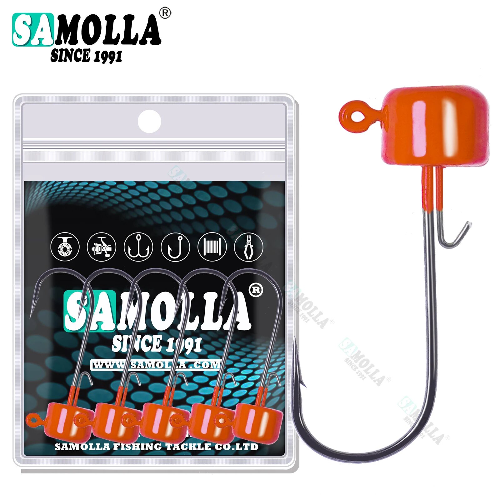 Крючки для мормышек SAMOLLA высокоуглеродистая сталь 1,6-5,8 г Оранжевый, 5.8g, 5pcs