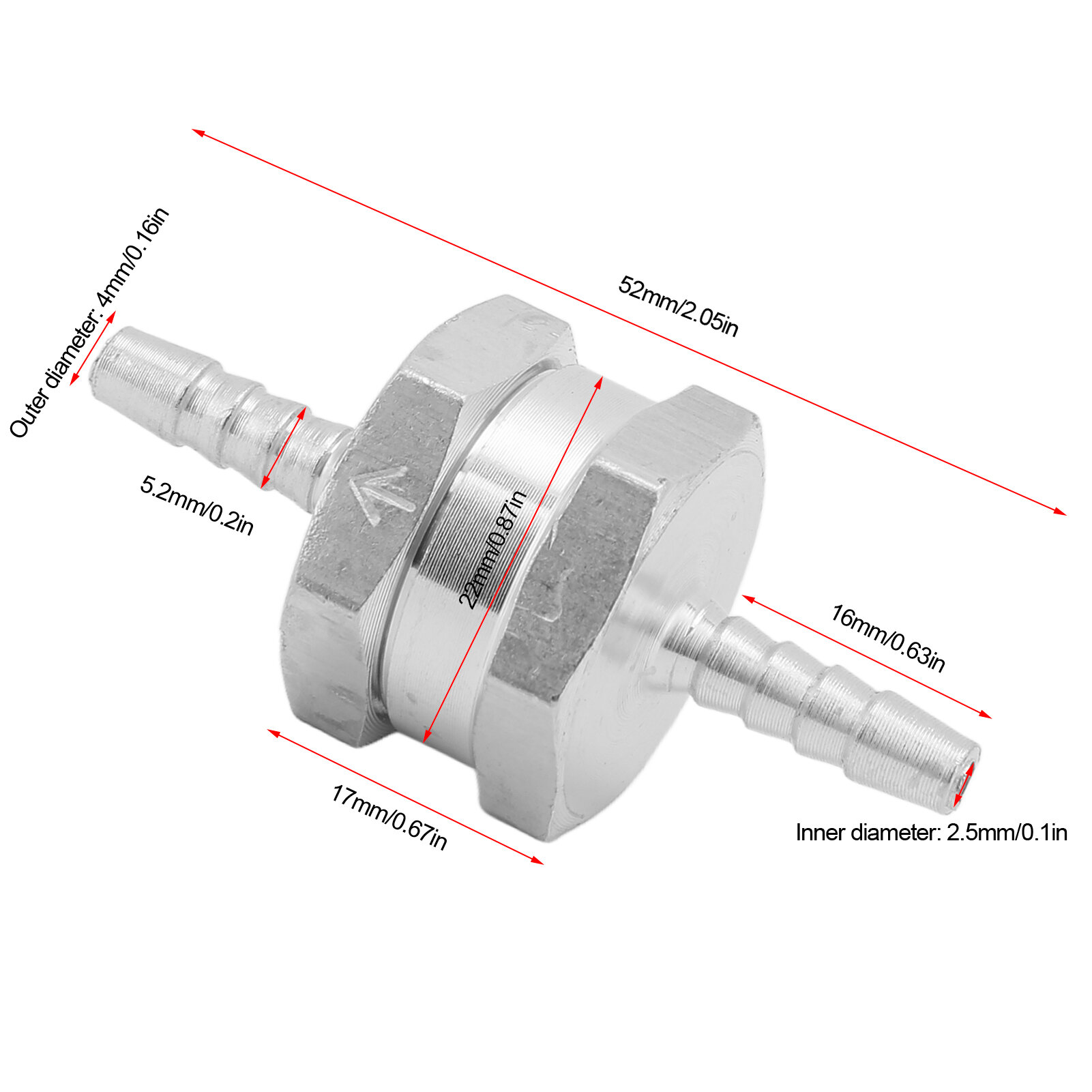 Невозвратный односторонний обратный клапан из алюминиевого сплава, универсальный для топлива, бензина, бензина, дизельного топлива, воды4 мм/0,16 дюйма