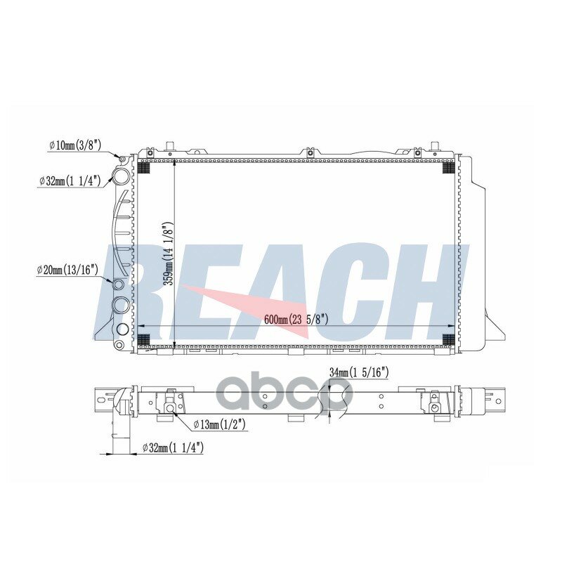 Радиатор AUDI 80/90 2.0 I 16V 1991-1994 REACH арт. 1.40.13099.534