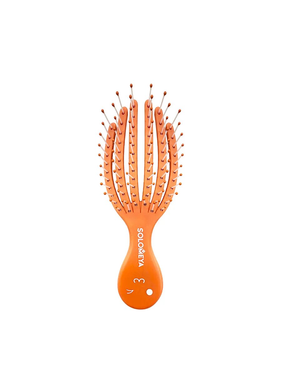 Расческа для сухих и влажных мини оранжевый осьминог Detan