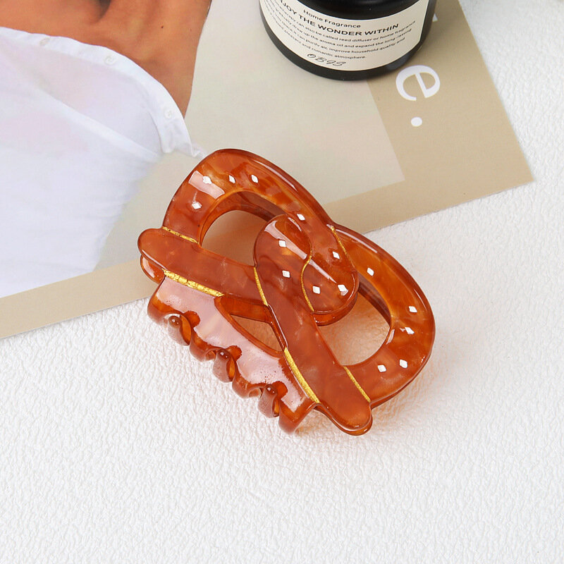 Ретро круассан, заколка-бабочка, ацетат, цвет большой круг бабочки