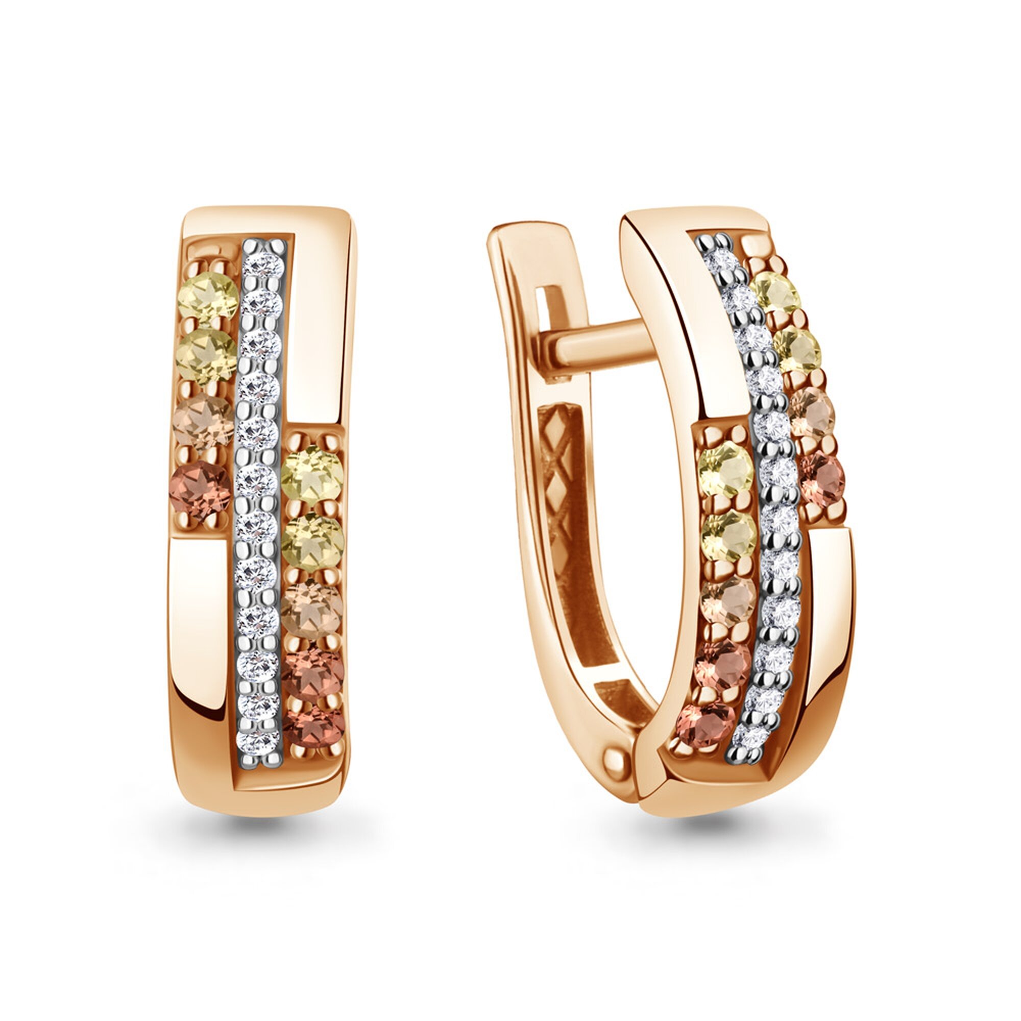 Серьги, красное золото, 585 проба, сапфир, бриллиант