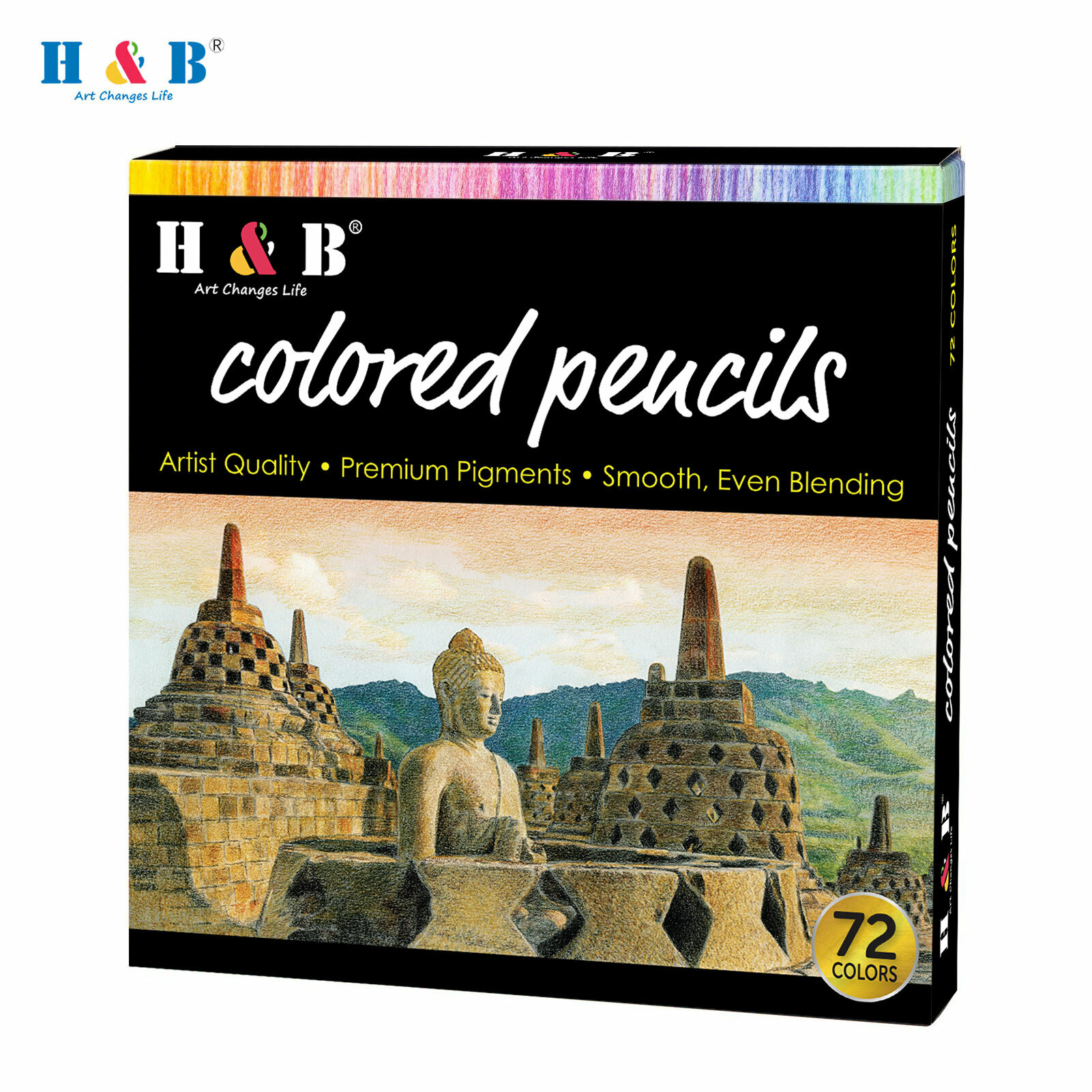 Набор цветных масляных карандашей H&B, 72 цвета, предварительно заточенные, для эскизов и художественных работ, подходит для студентов, взрослых, художников, для рисования, скетчинга, раскрашивания, декоративных проектов, подарок.