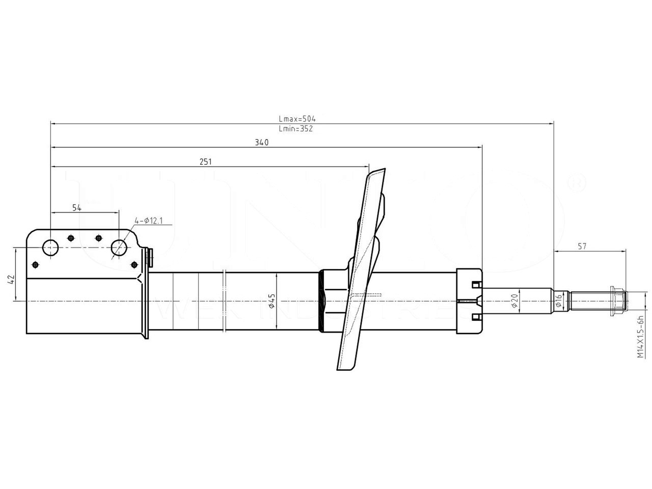 UNIO SAB-10714 (543020322R / 543022905R / 543024260R) амортизатор подвески амортизатор газовый передней подвески