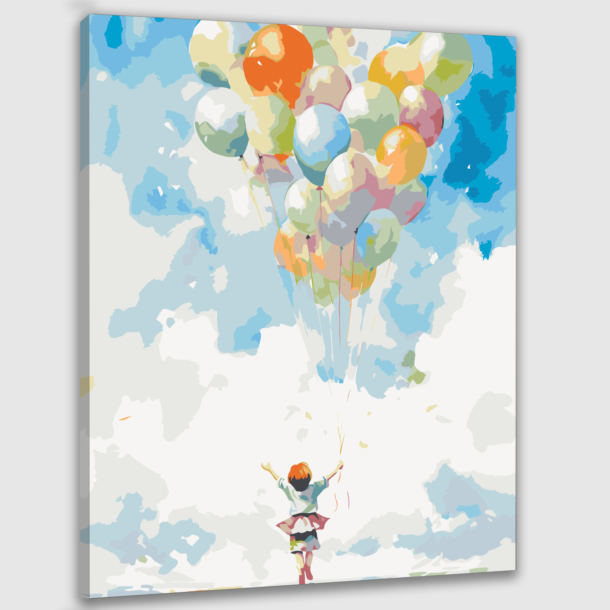 Картина по номерам 40x50 см, акварель, парусная лодка, бирюзовое море, белые паруса, ветерок, голубое небо, флаги