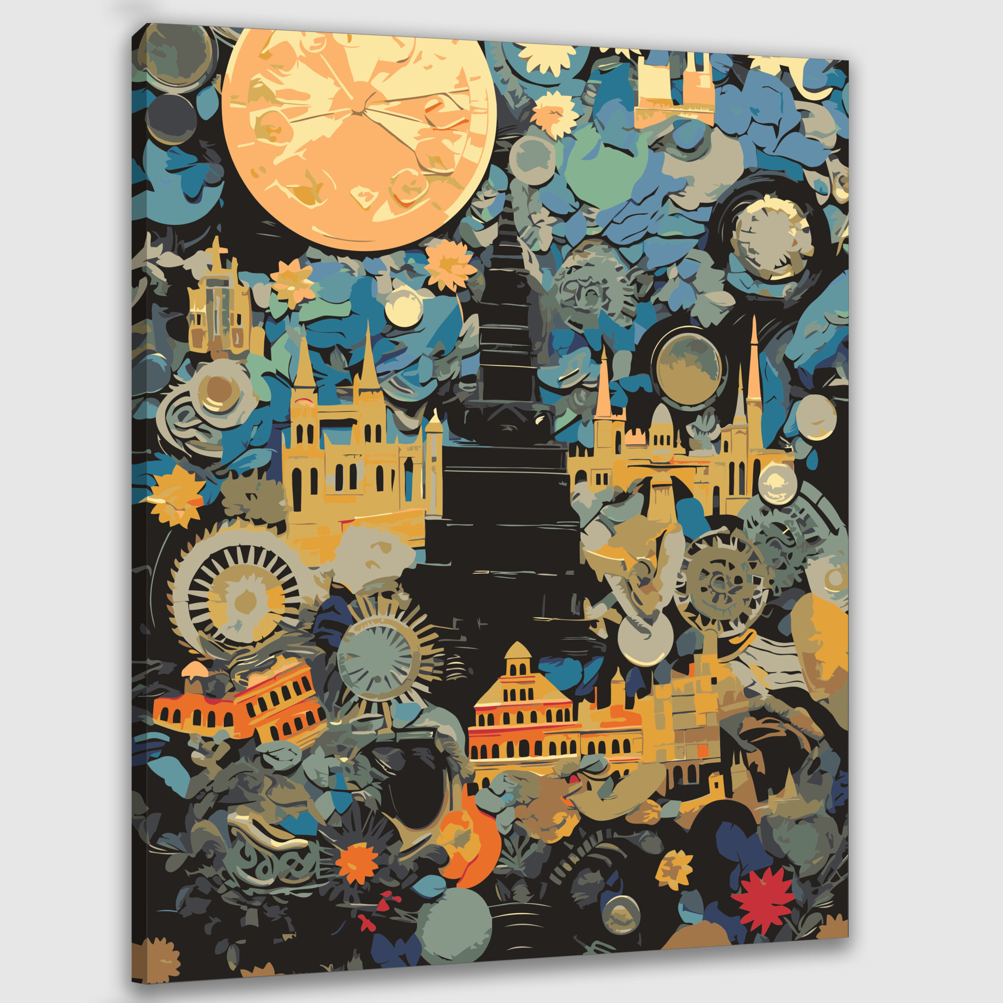 Картина по номерам 40x50 см, картина, коллаж, смешанная техника, вырезы, валюты, купюры, монеты, гобелен, яркие цвета