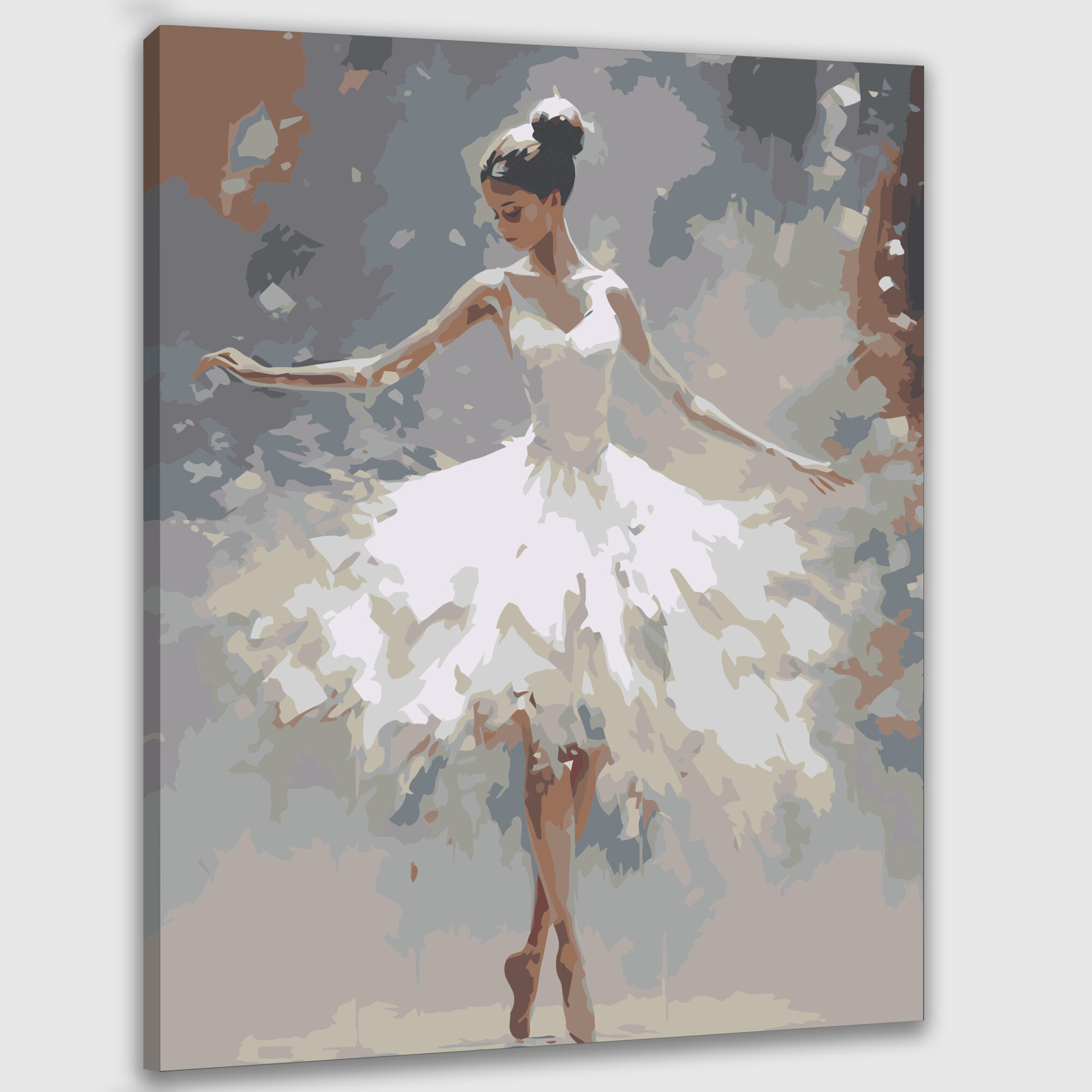 Картина по номерам 40x50 см, балерина, снежная бури, пируэты, движения, мазки кисти, цветовая палитра, контраст