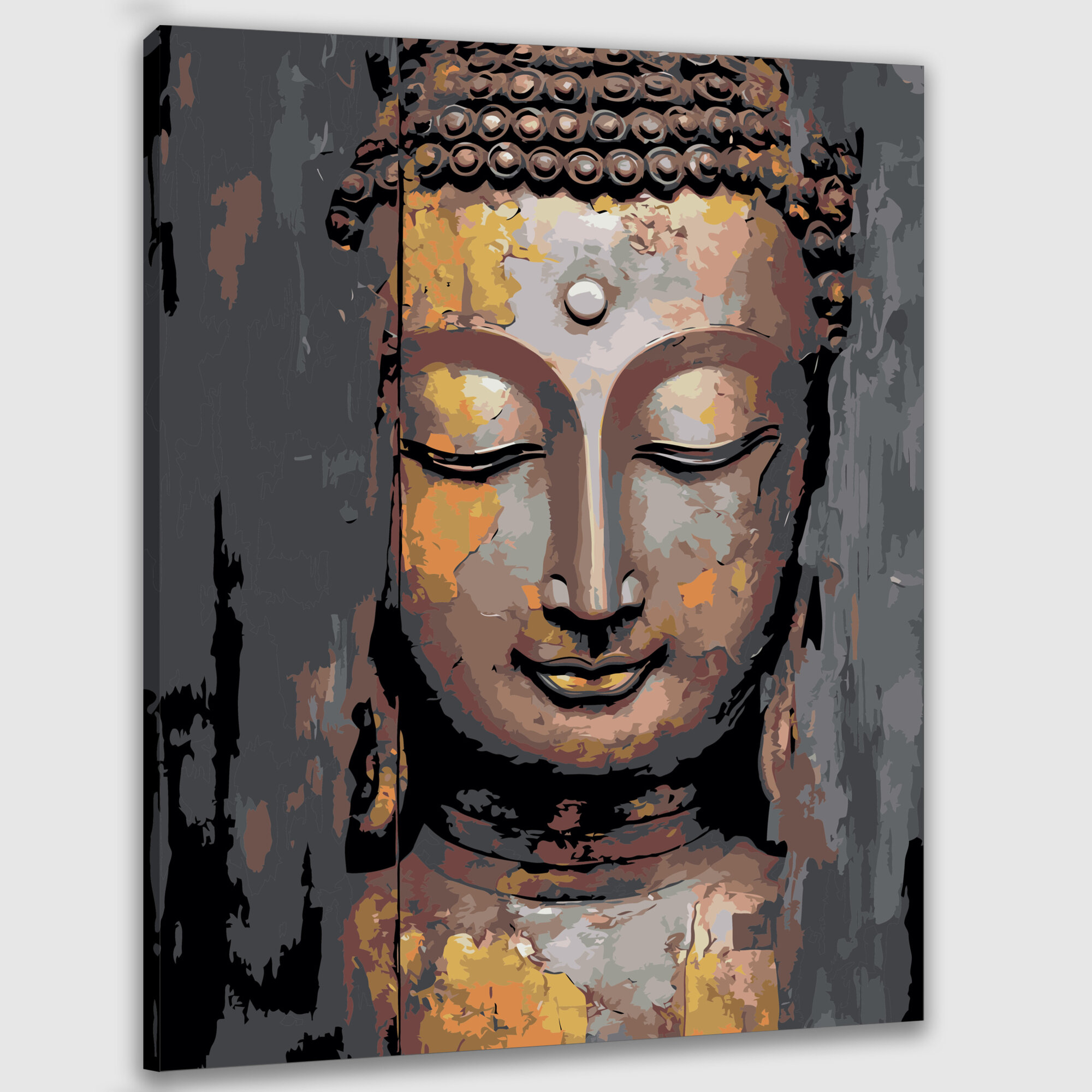 Картина по номерам 40x50 см, Будда, скульптура, живопись, созерцание, текстурированные материал, дерево, металл