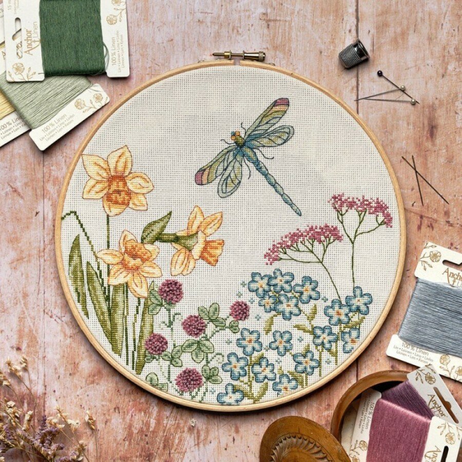Набор для вышивания Anchor Meadow Dragonfly /Луг Стрекоза/ 26*26см, MEZ Венгрия, ALXE015