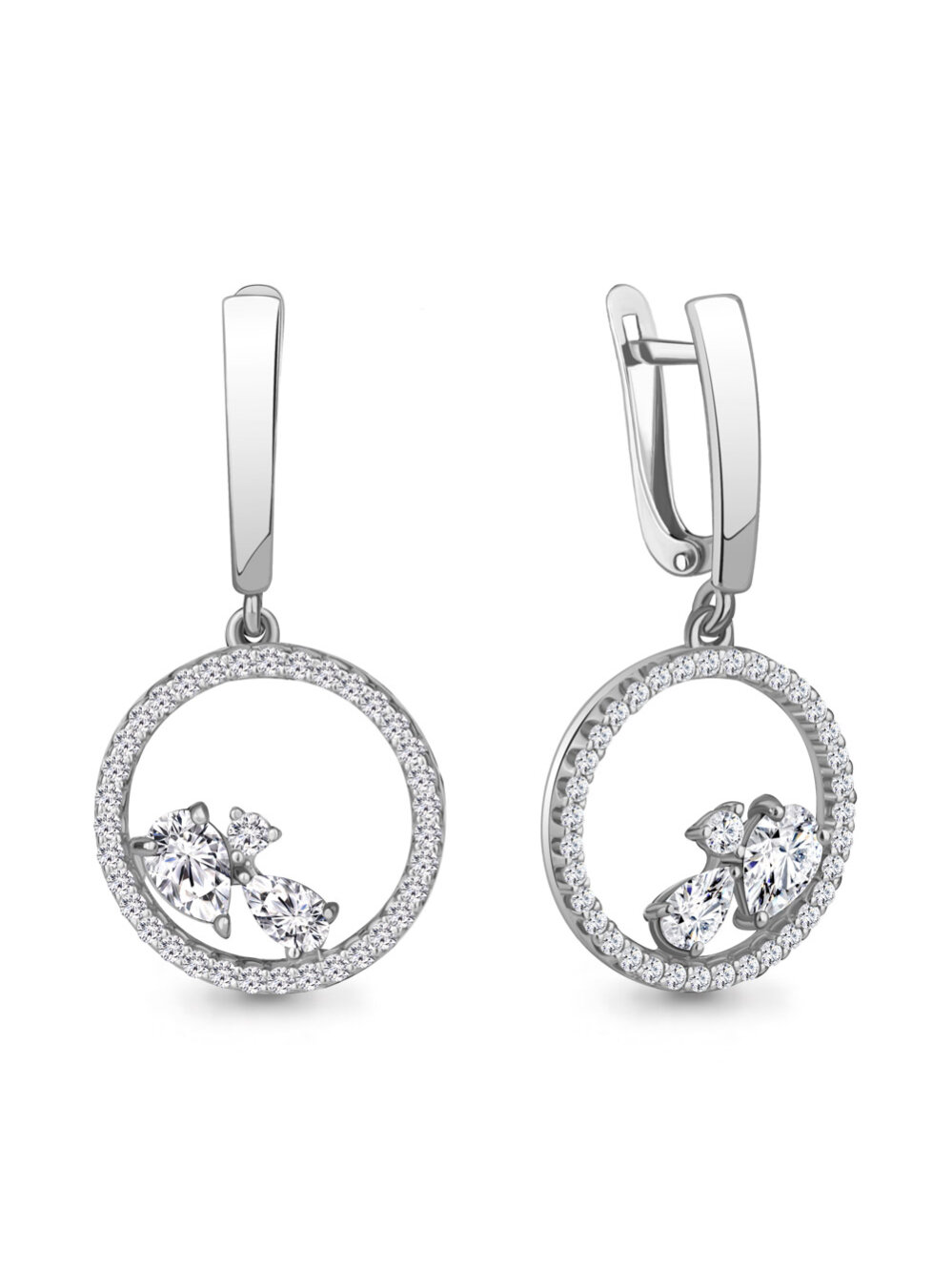 Серьги, серебро, 925 проба, фианит