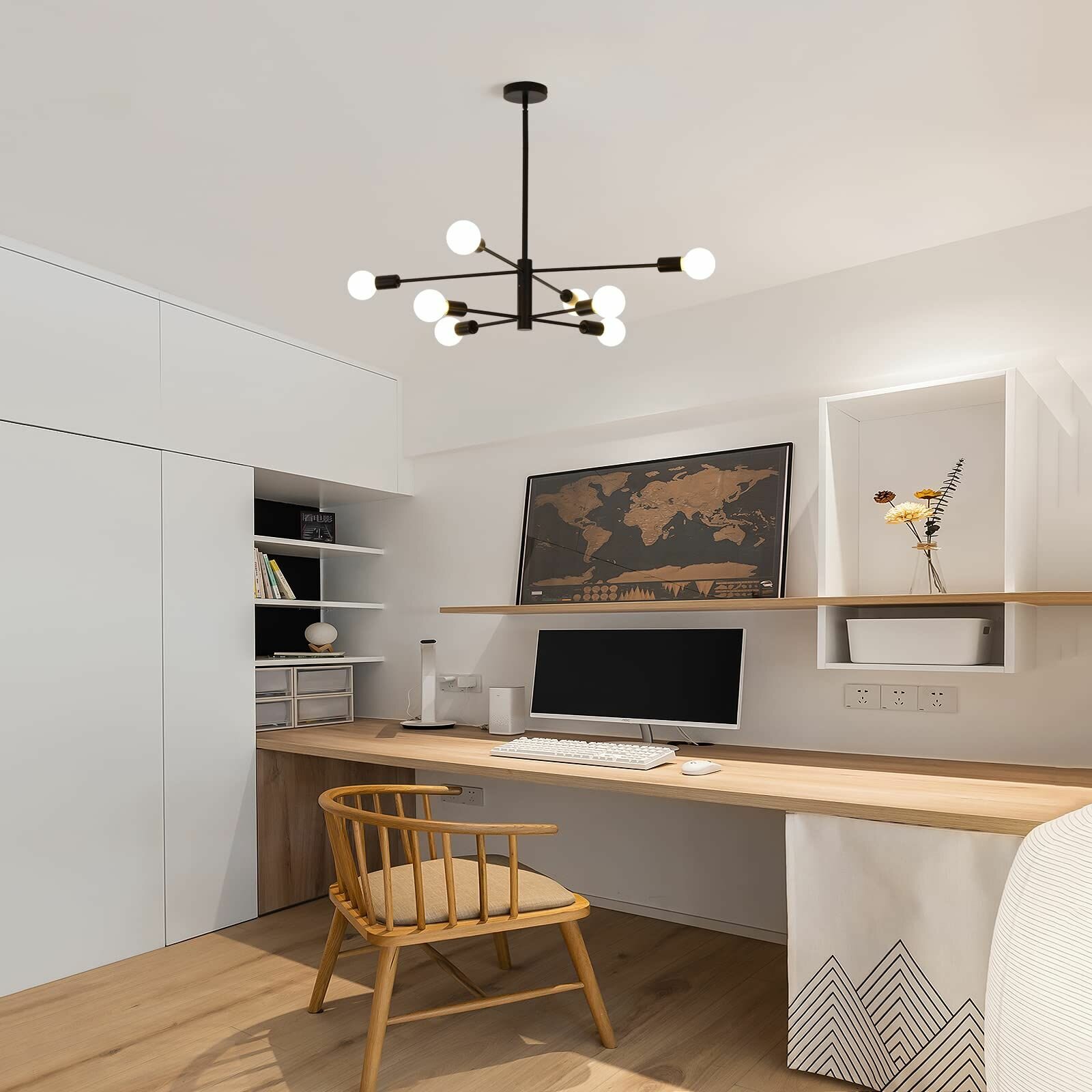 Современная люстра "Спутник" с 8 лампами