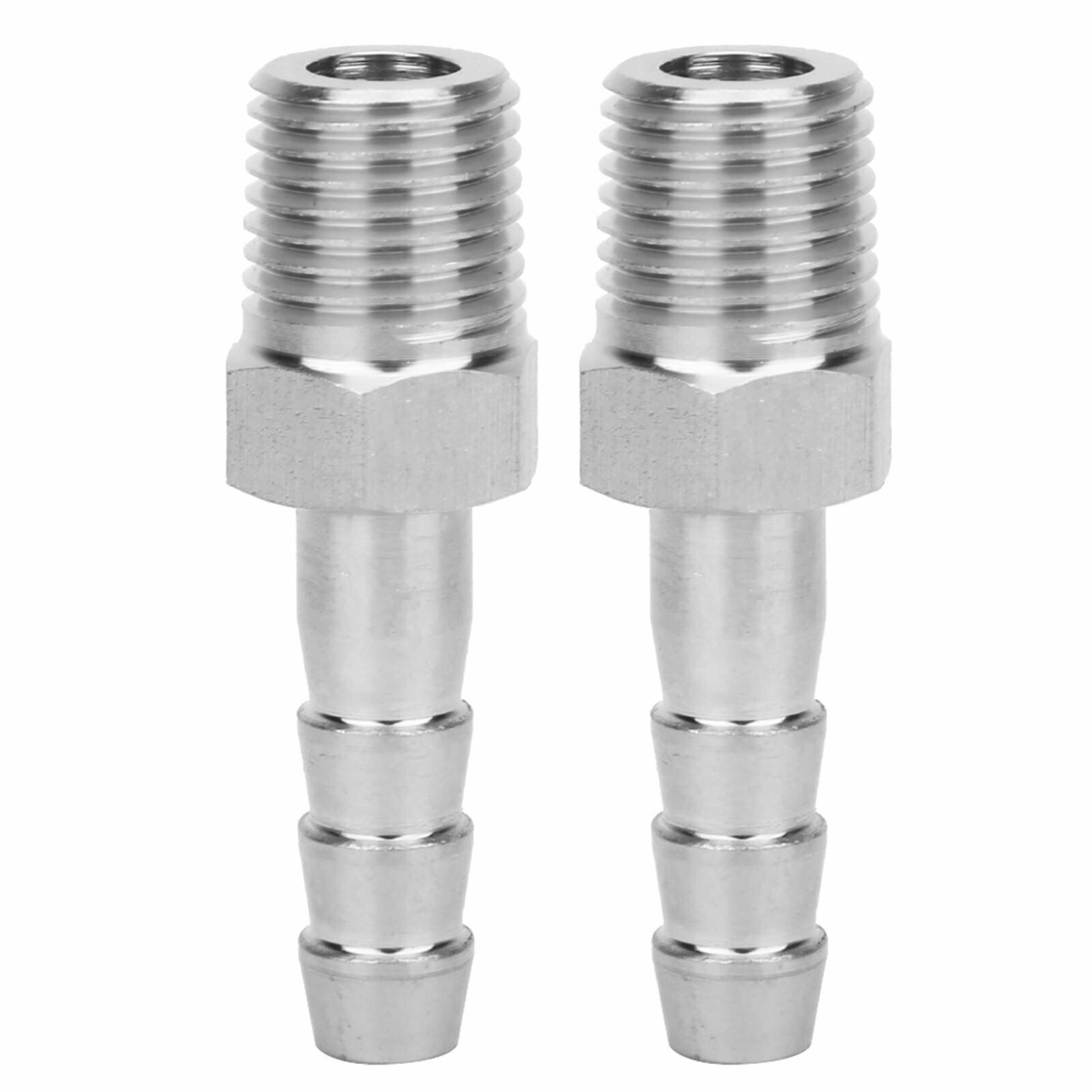 2PCS 1/4in Stainless Steel BSPT Male Thread Connector Barb Joint Quick Coupling Pipe Fitting(BSPT1/4-8mm )