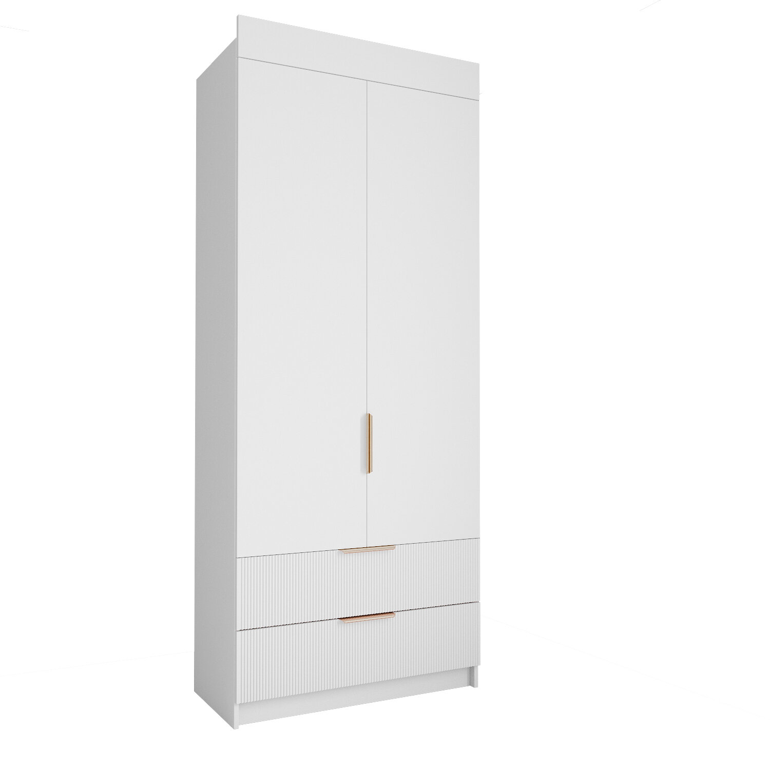 МС Лавис Шкаф ШД 900.1 Белый/Белый софт-Белый софт + 4 шт. Ручка-скоба 160 профильная (золотая) (ДСВ)