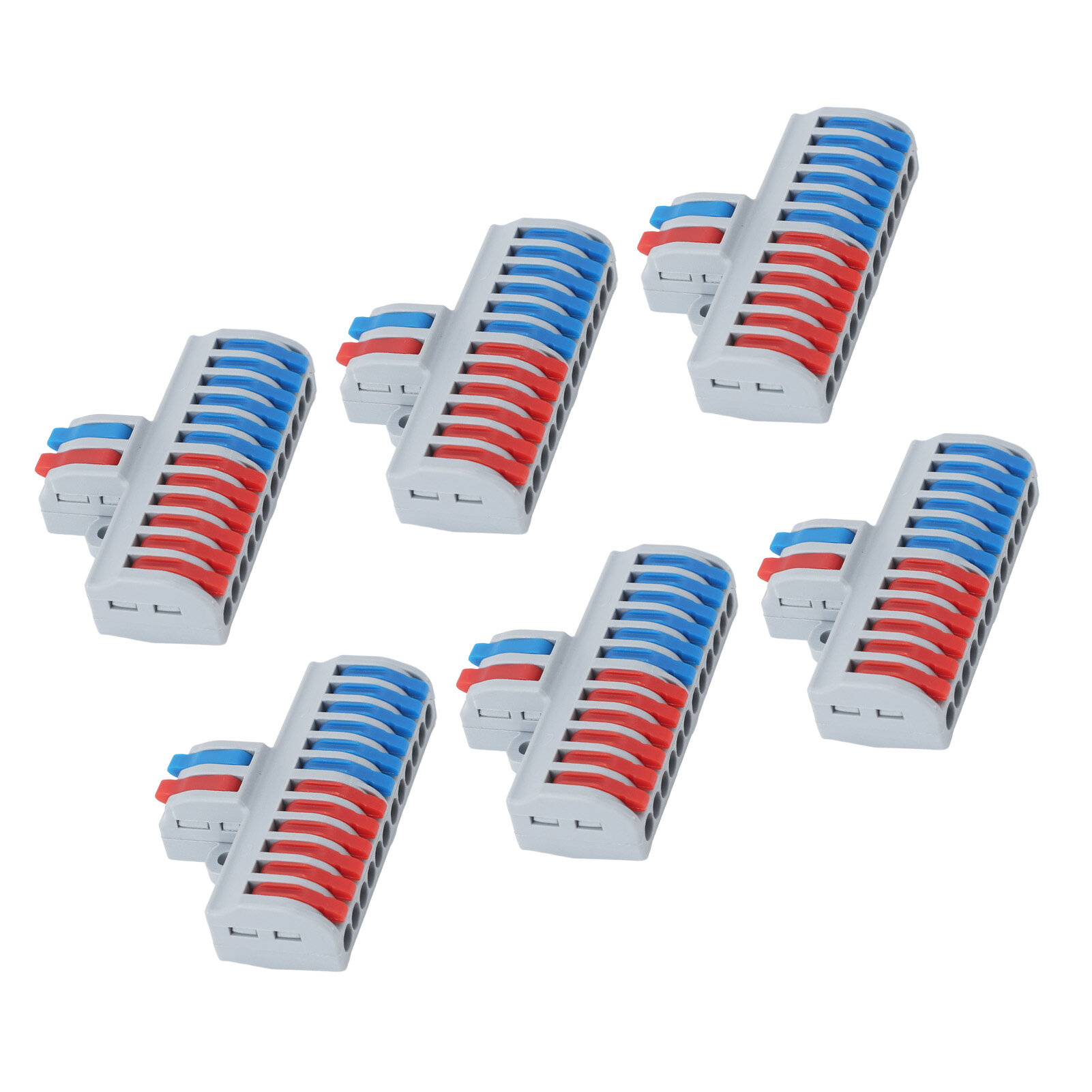 6 шт. Контактные блоки DIN-рейки 2 входа 12 выходов для соединения проводов бытовой техники освещения электроприборов, совместимые с проводами (0.08-4.0мм²), R (0.08-4.0мм²), RV (0.08-2.5мм²)