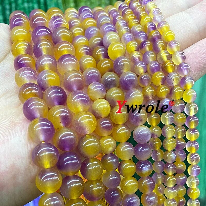 Бусины из синего халцедона лавандового цвета YWROLE Фиолетовый, 8mm 43-45pcs, yellow purple