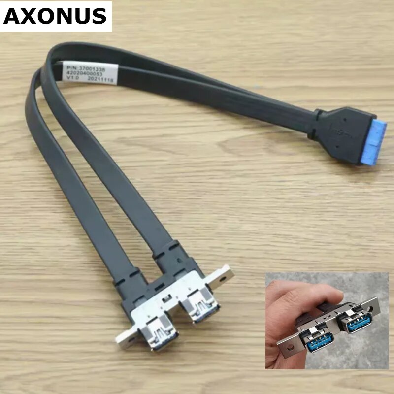 Кабель-переходник CableCC USB 3.0 20Pin Female - 2xUSB 3.0 Male 0.3 м