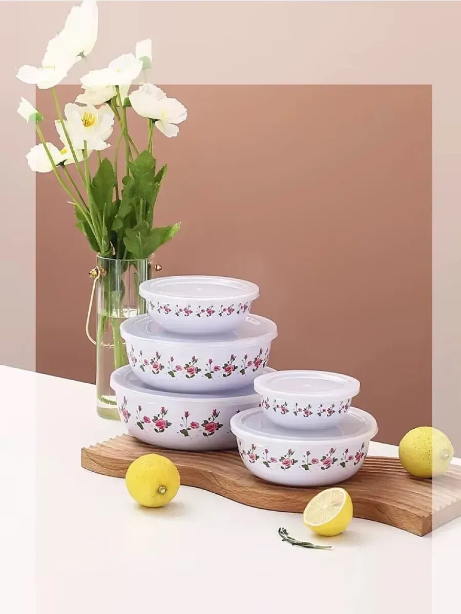 Набор эмалированных мисок, 5 шт