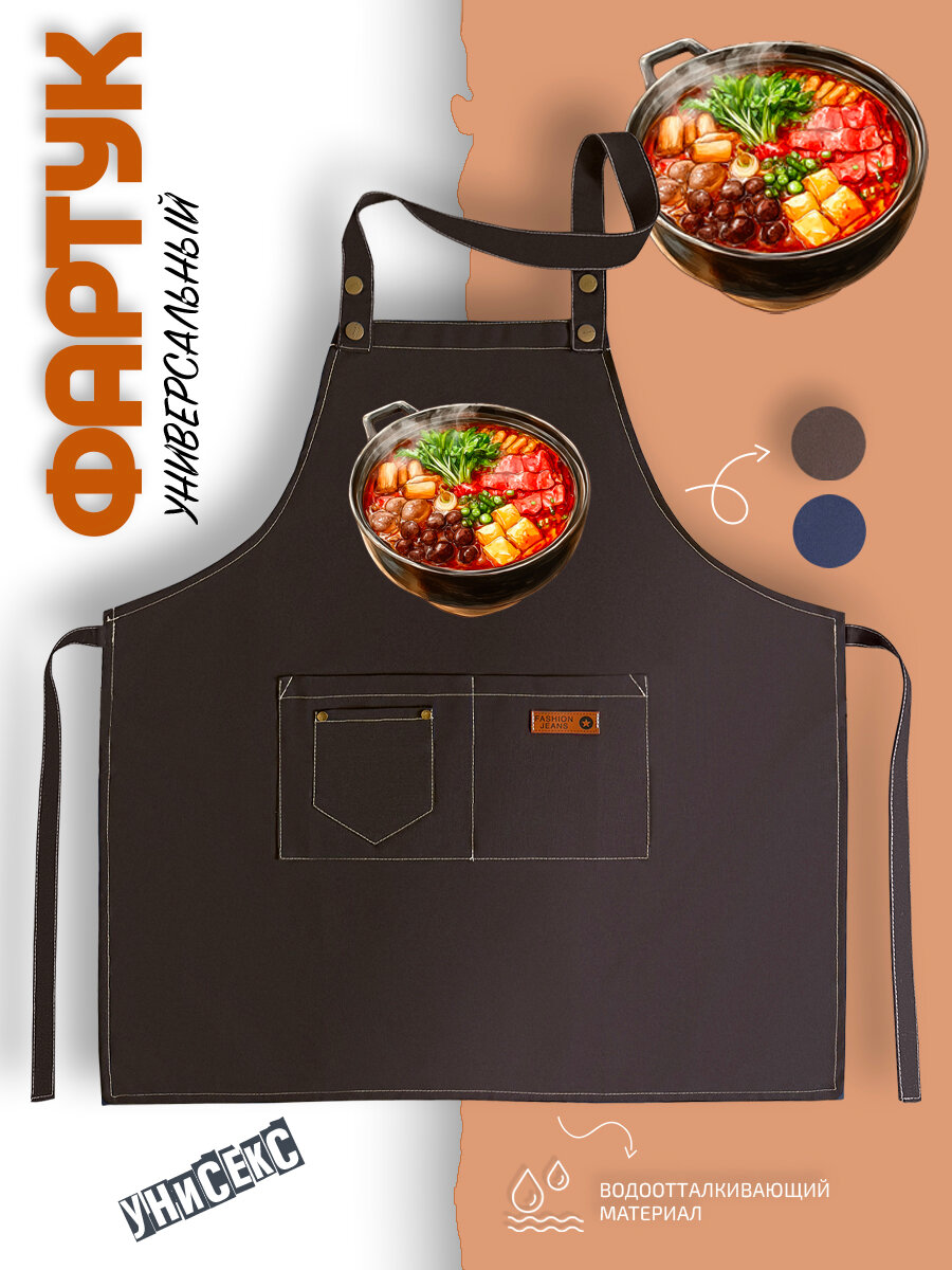 Фартук кухонный с едой уневерсальный с принтом поварской для кухни