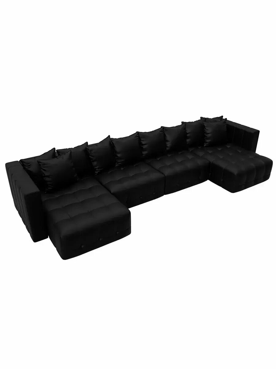 П-образный диван Европа,421x91x161 см, с ящиком для белья, экокожа