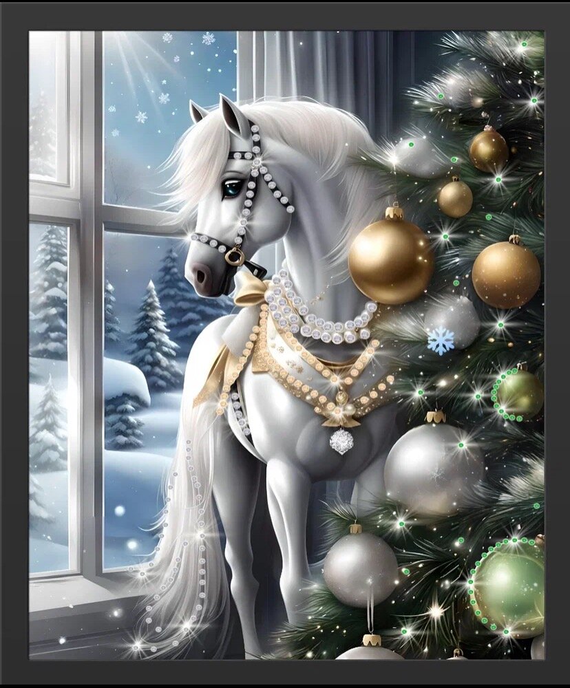 Картина «Снежный страж праздника» с кристаллами Swarovski, 50х60 см