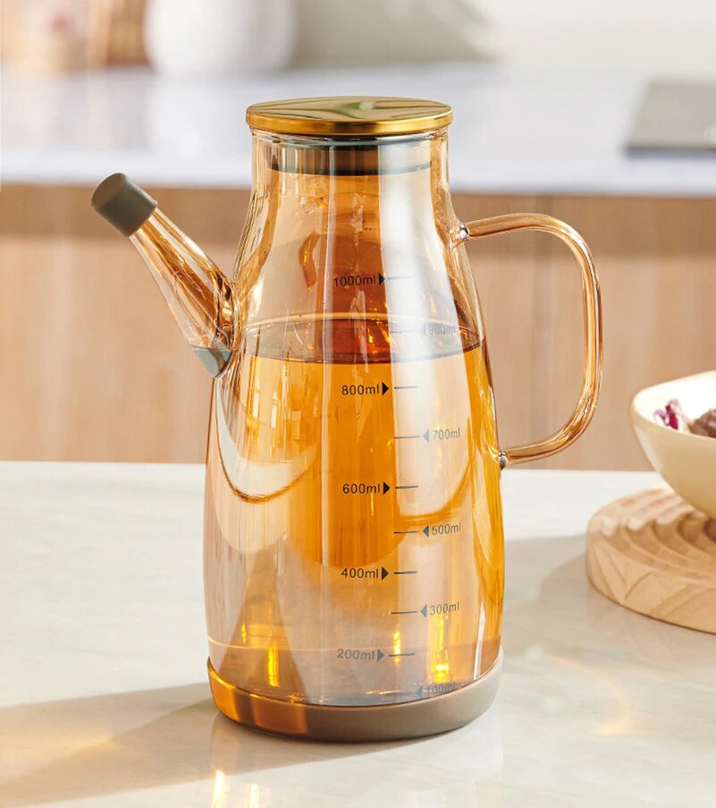 Янтарный стеклянный кувшин для масла 1000 мл