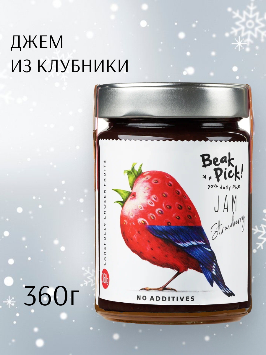 Джем Beak Pick, клубника, натуральный состав, стеклянная банка, 360г