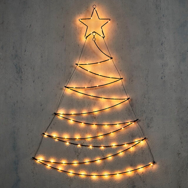 Световое панно Елка Сиона 110 см, 80 теплых белых LED, черное, IP44, Edelman, 1126495