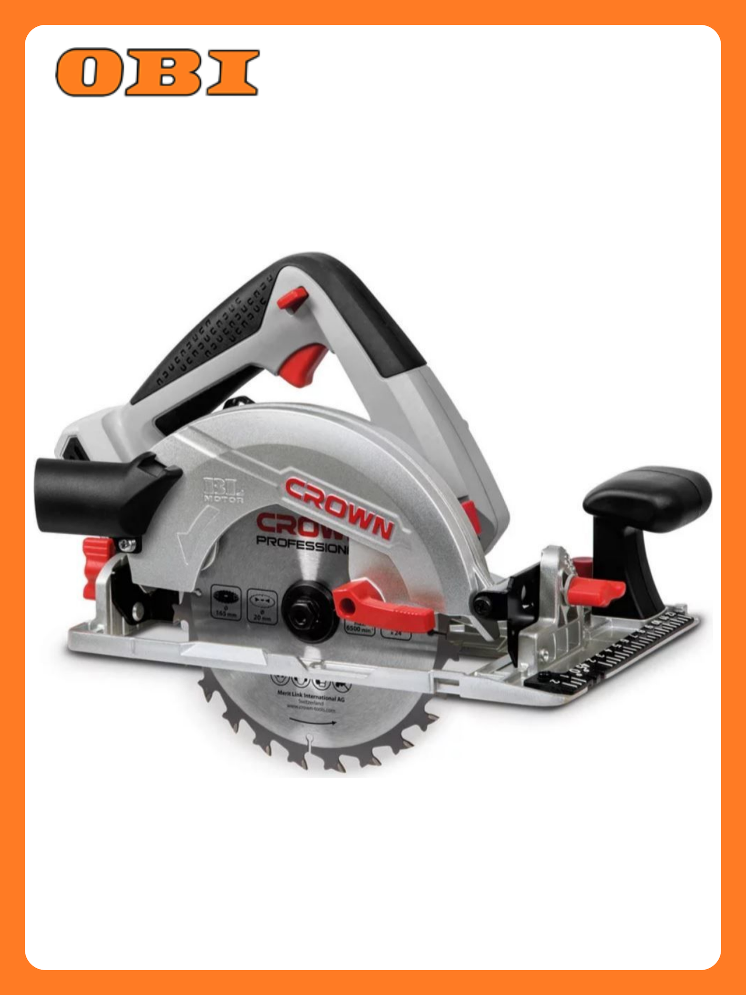 Пила дисковая аккумуляторная CROWN CT25002-165HX 20В без АКБ И ЗУ