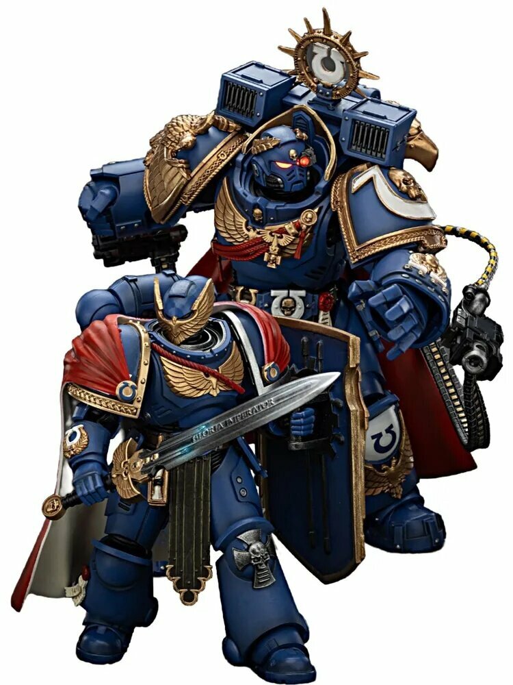 Фигурка подвижная Ultramarines Marneus Calgar and Ultramarines Victrix Honour Guard Set of 2 Figures JOYTOY Warhammer 40K 1/18 Подарочная модель
