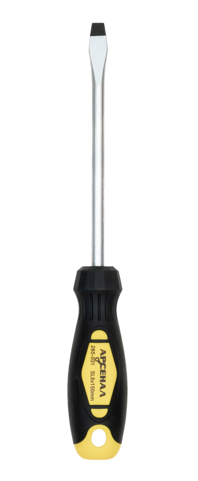 Отвертка прямая с двухкомпонентной эргономичной рукояткой шлицевая SL.6,5*38мм 1шт. Арсенал