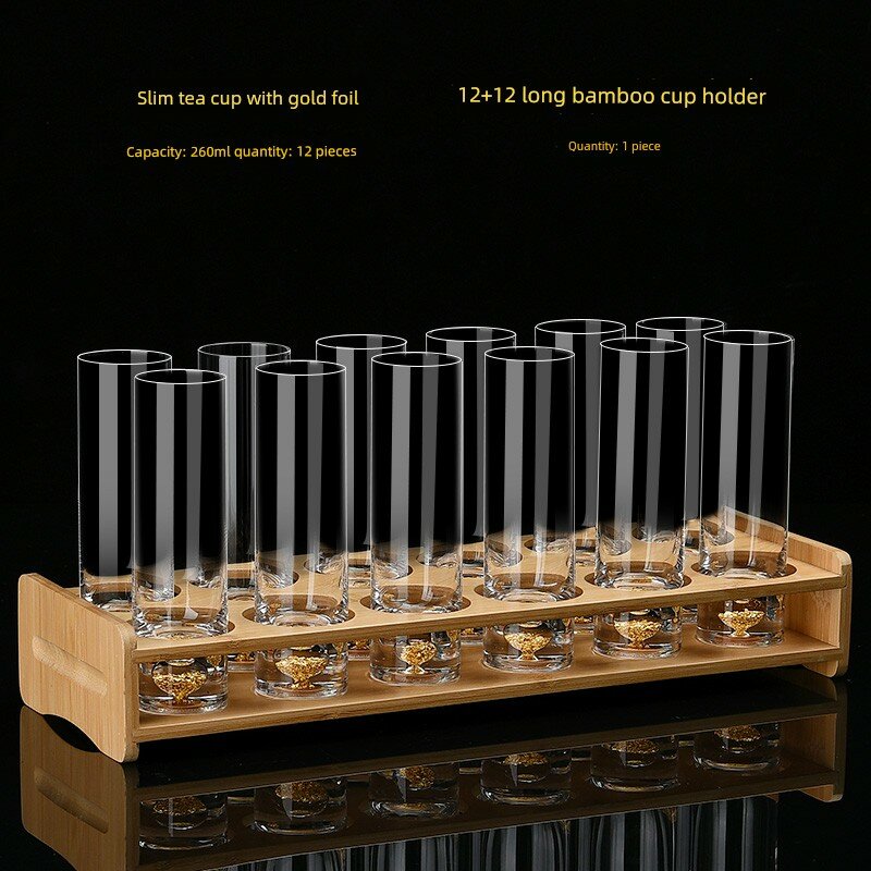 Элитный стакан для воды из хрусталя с золотой фольгой, креативная прозрачная чашка для зеленого чая в стиле лайт-люкс,