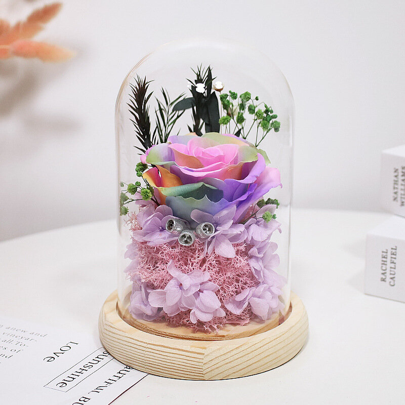 2026 Кросс-бордерное стеклянное покрытие, вечный цветок, подарочная коробка, украшение, вечная роза, подарок на День святого Валентина для девушки, подарок на день рождения, не увядающий