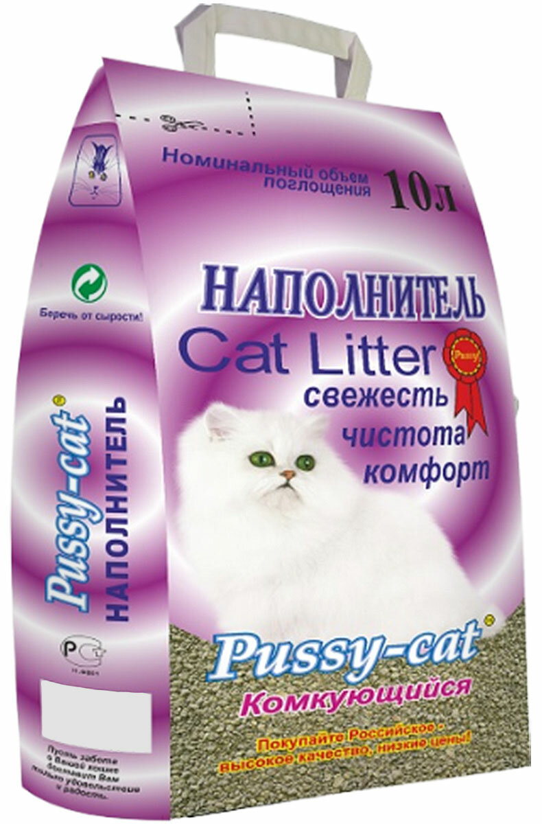 PUSSY-CAT комкующийся наполнитель комкующийся для туалета кошек (10 л)