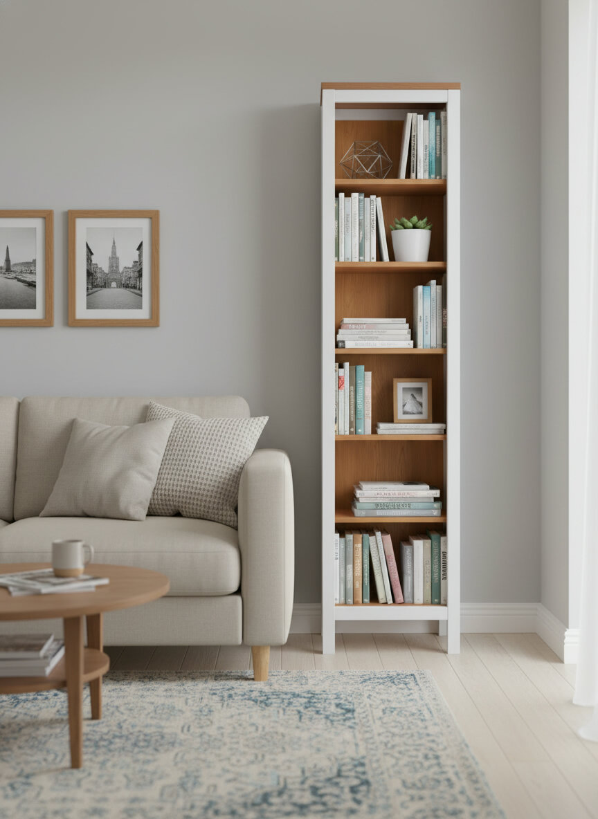 Книжный шкаф Хемнэс Hemnes/ Кымор, белый-светло-коричневый, 49х197см