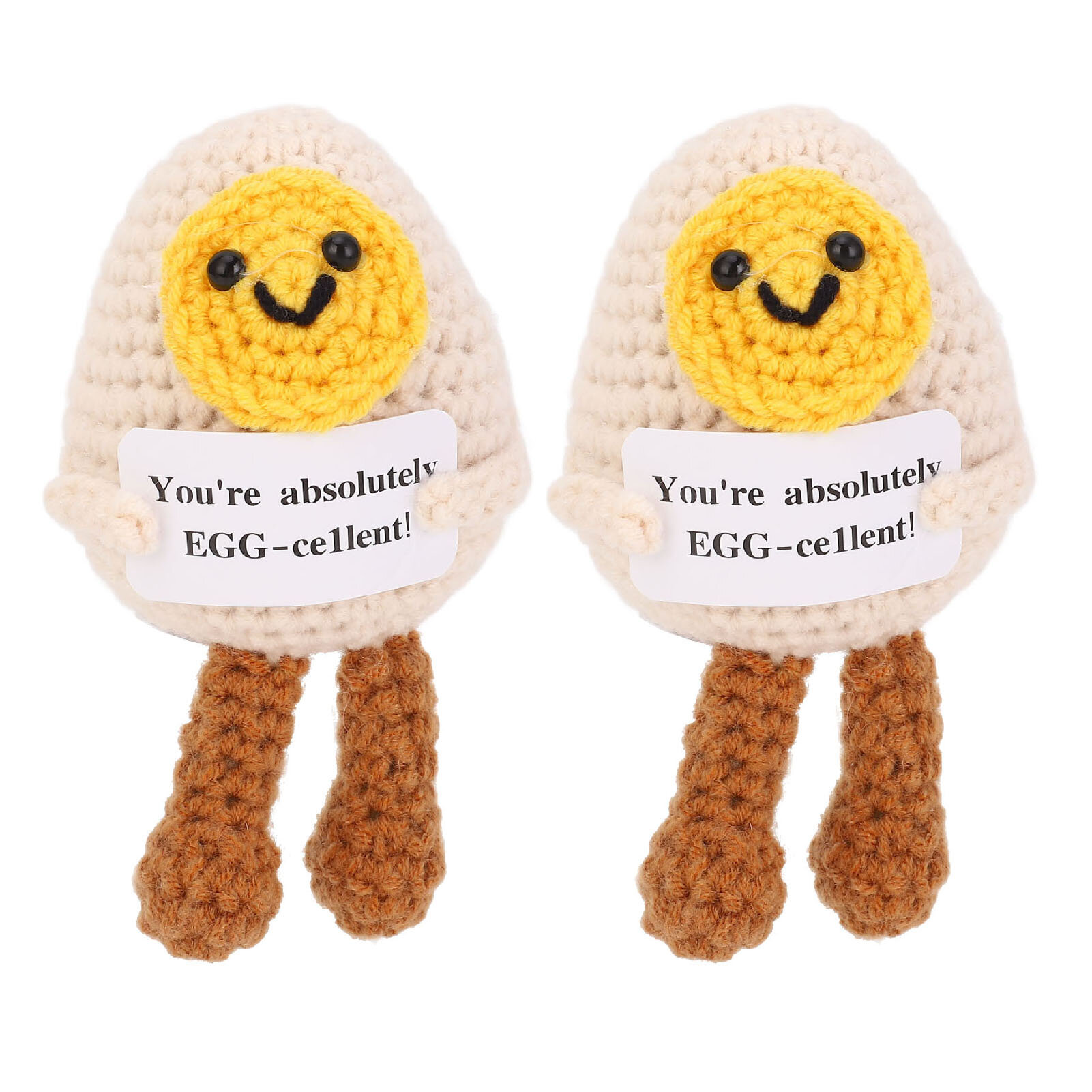 2 шт. Забавные мини-яйца с позитивным настроем, мягкие вязаные игрушки, мотивационная и милая вязаная кукла с открыткой.