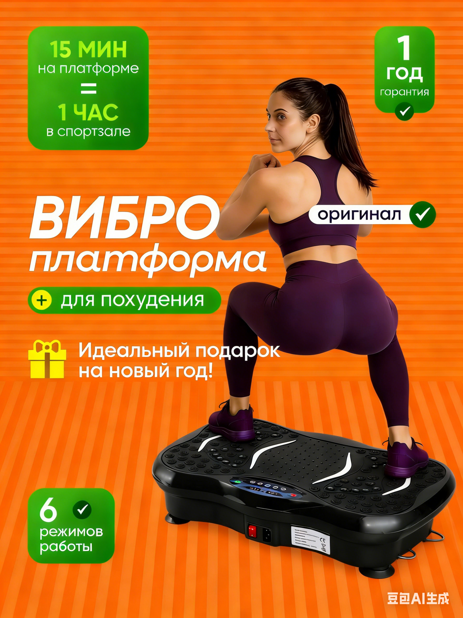 Виброплатформа-дрябломассажер, горизонтальная, до 150кг, 99 скоростей