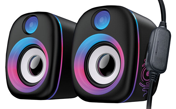 Колонки QUMO Pearl, для компьютера, 6 Вт, RGB-подсветка, чёрные
