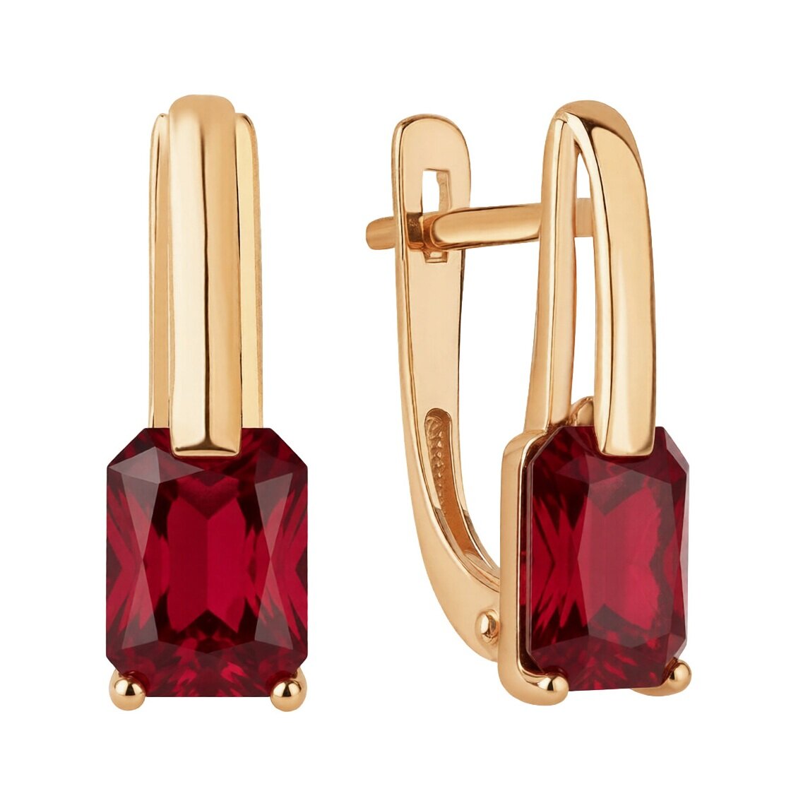 Серьги, золото, 585 проба, гранат