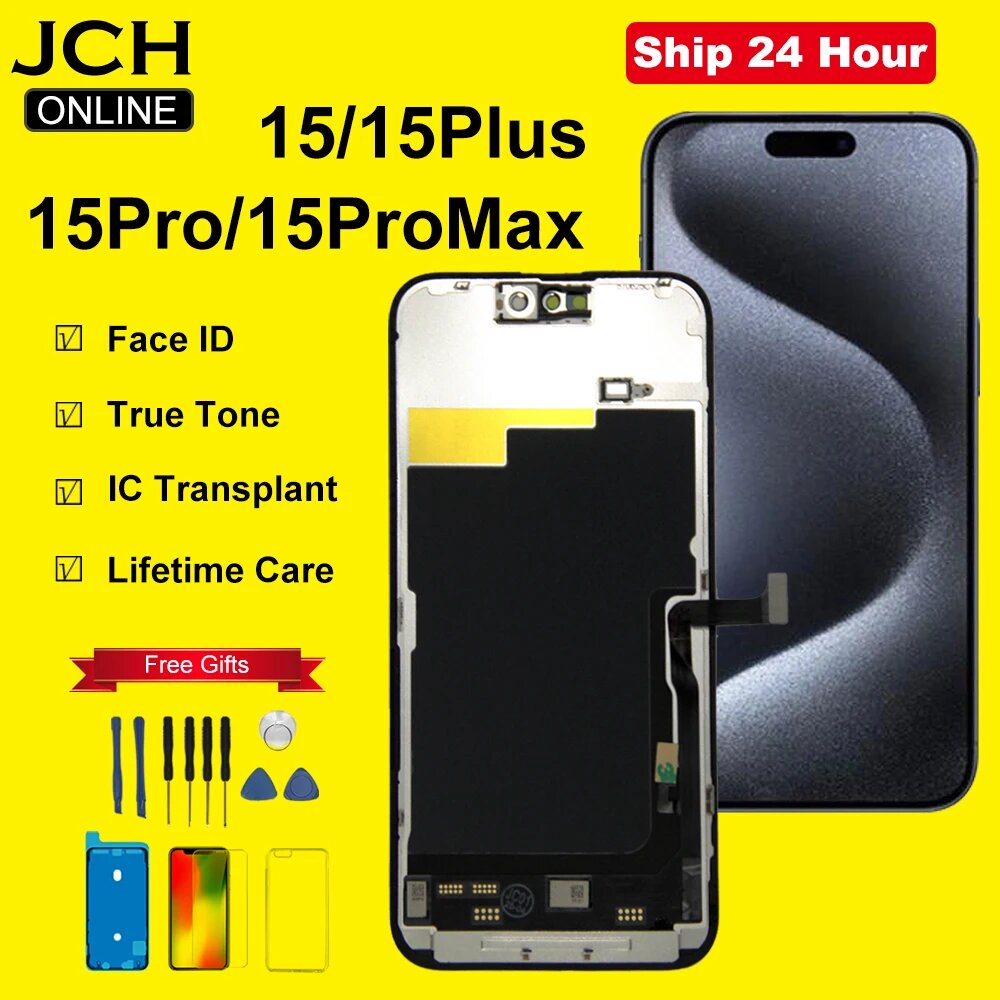 Pantalla для iPhone 15 15Pro, замена ЖК-экрана 15 Pro Max 15 Plus ecran Face ID True Tone INCELL Soft OLED 15 PRO MAX incell